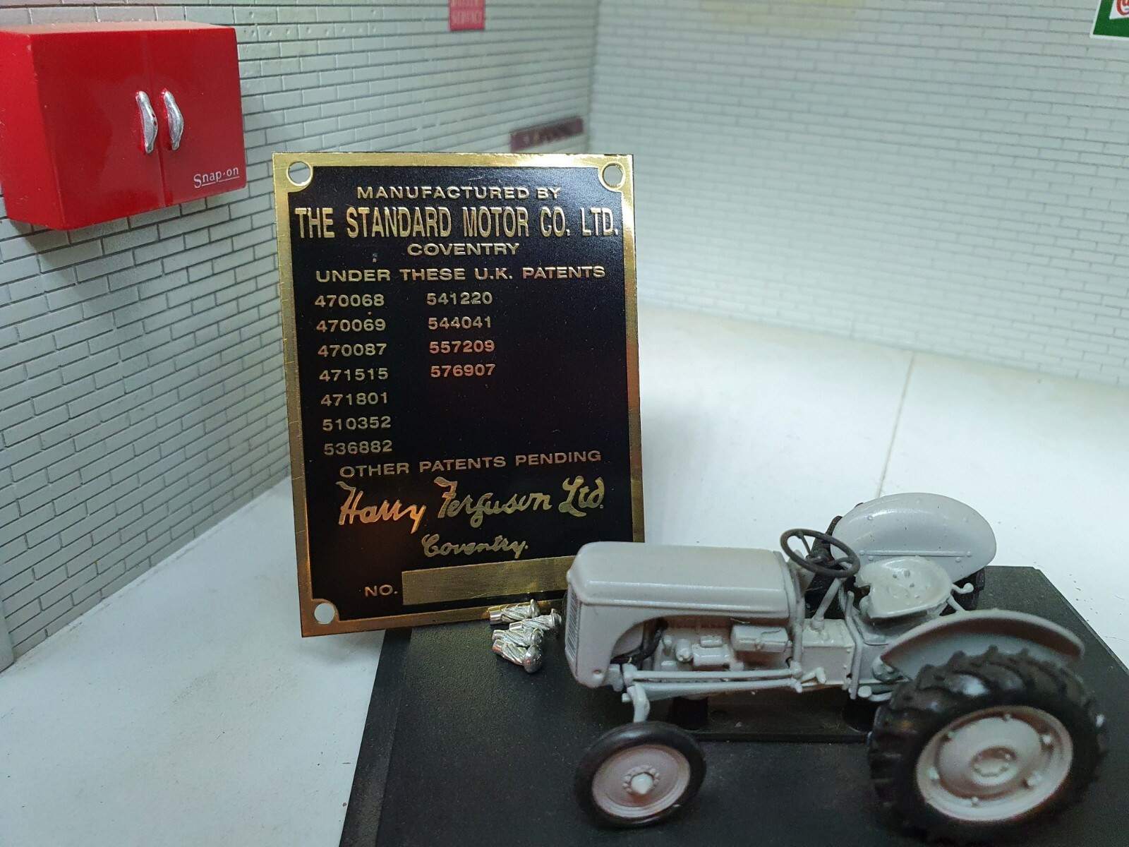 Ferguson TE20 TEA20 Continental Brass Tractor Commission Patent Number ...