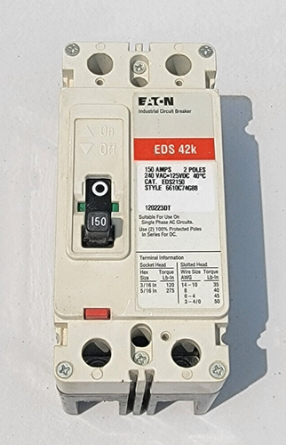 Eaton EDS 42k EDS2150 150a 240v 2 Poles C series 6610C74G88 F Frame ...