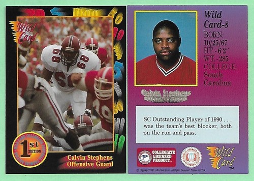 1991 Wild Card Football 1st Edition Calvin Stephens RC #8 South ...