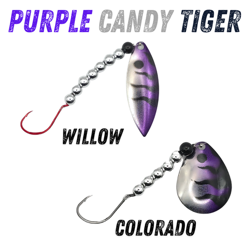 Purple Candy Tiger Worm Harness Spinner Lure for Fishing and Targets ...