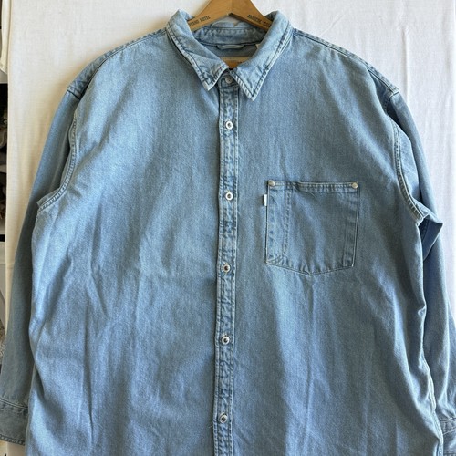 Levi’s SilverTab Button Up Light Blue Wash Denim Shirt Mens XL ...