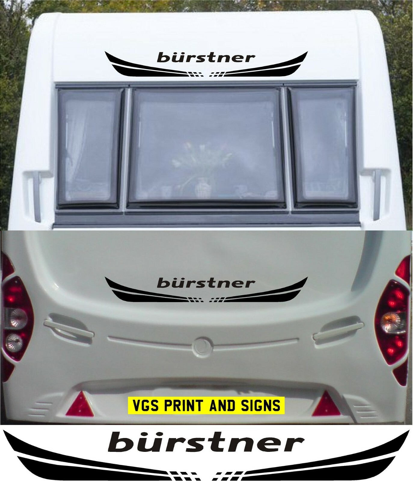 BURSTNER CARAVAN/MOTORHOME 2 PIECE KIT DECALS STICKER CHOICE OF COLOUR ...