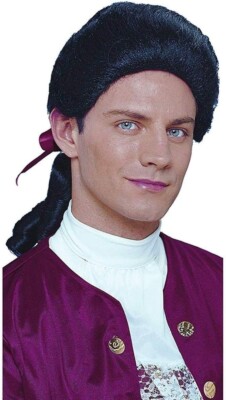 Colonial Wig Men's 18th Century Style Black Ponytail Synthetic Hair ...
