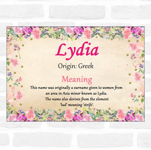 Lydia Name Meaning Floral Certificate | eBay