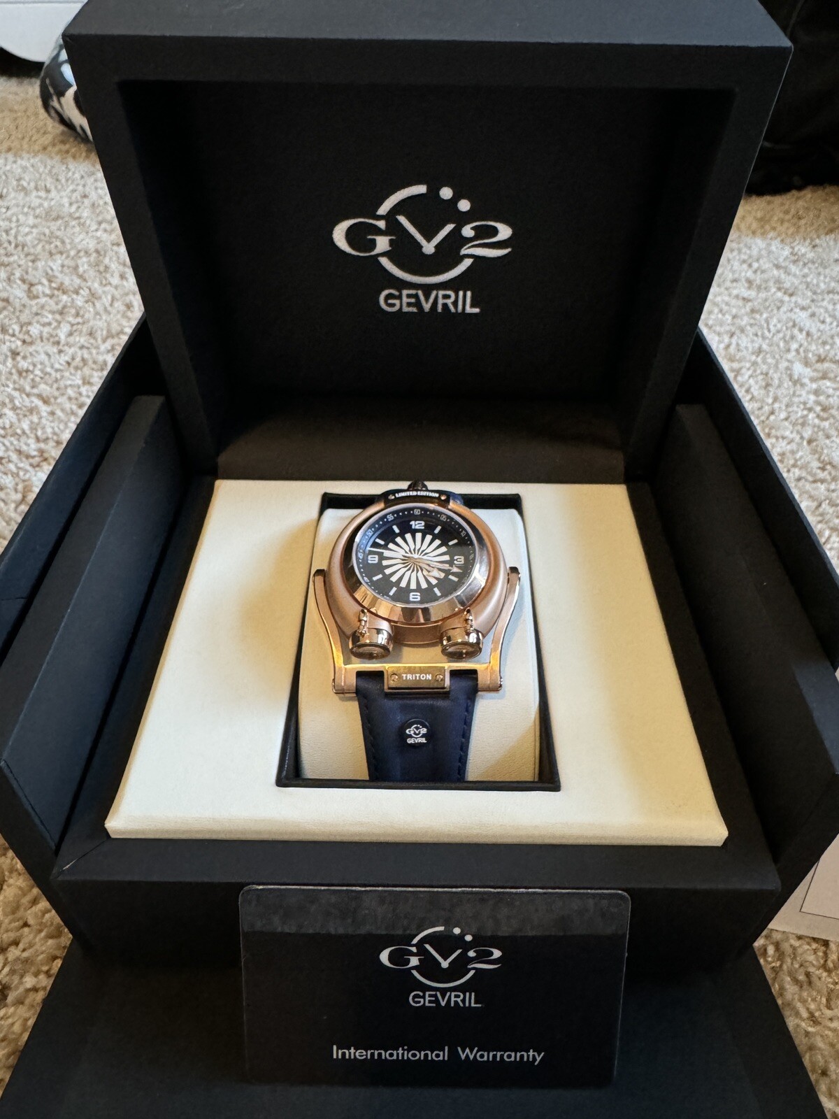 Gv2 By Gevril Men's 3406 Triton Automatic Limited Edition Blue Leather ...