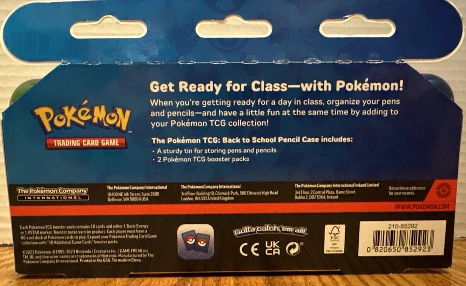 Pokemon TCG Pikachu Tin Pencil Box with 2 Booster Packs - Sealed New ...