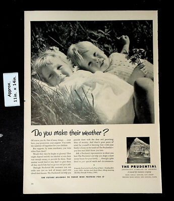 1949 The Prudential Insurance Co. Little boy & girl lay on grass Print ...