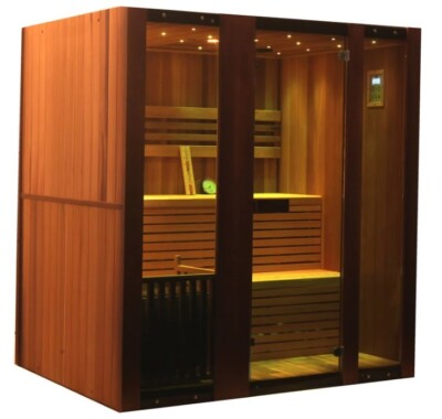 4 6 Person Indoor Wet Dry Traditional Sauna Steam Spa w/ Bluetooth ...