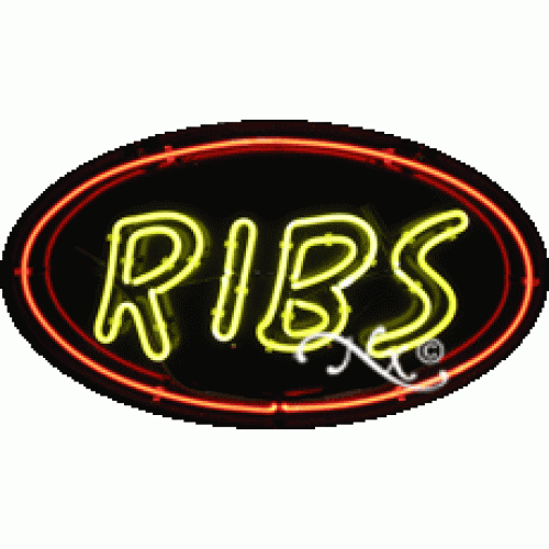 BRAND NEW "RIBS" 30x17 OVAL BORDER REAL NEON SIGN w/CUSTOM OPTIONS ...