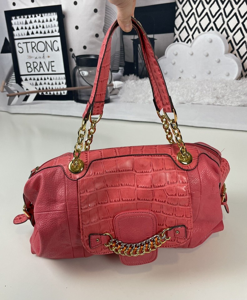 Jessica Simpson JS5292 Handbag Pre-owned Pink With gold Hardware Faux ...