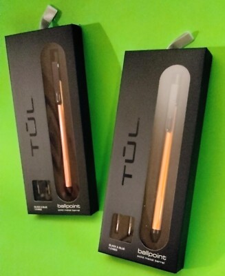 (2) 🖋TUL Fine Solid Metal Barrel~Rose Gold~Ballpoint 1.0 Med.~Black ...