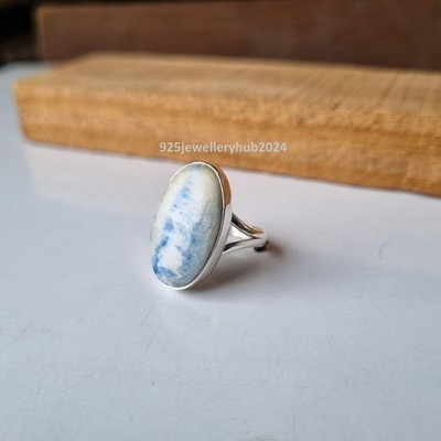 Nice Blue Scheelite Gemstone Ring 925 Sterling Silver Unique Style Ring ...