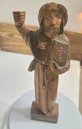 HAND CARVED WOODEN SCULPTURE STATUE OF SANT YAGO SAINT JACOBUS JACOB ...