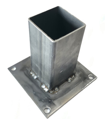 Steel Box Section Welded to Square Base Plate 150mm Long Box Section 25 ...