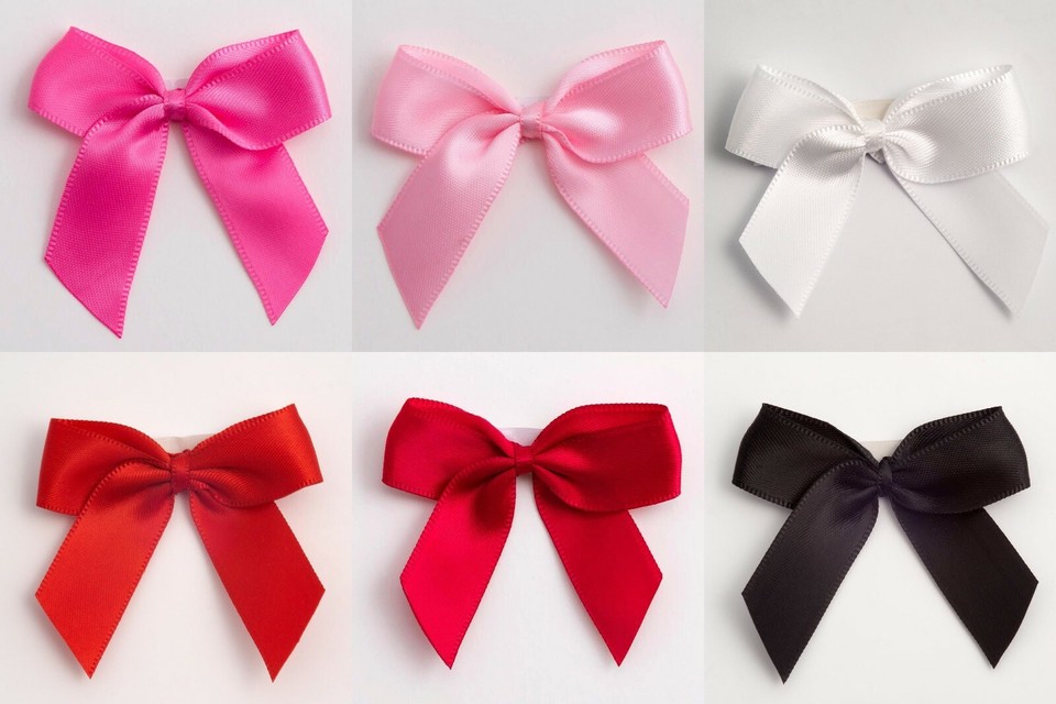 Satin Bows 5cm Self Adhesive Ribbon Pre Tied Large Bow Wide Gift Craft ...
