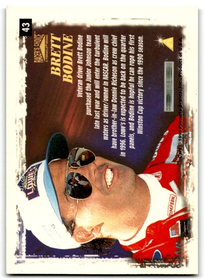 1996 Pinnacle Racer's Choice Brett Bodine's Car Brett Bodine Racing #43 ...