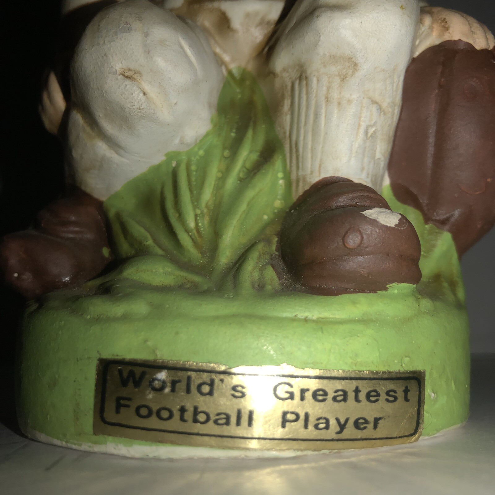 Vintage WORLDS GREATEST FOOTBALL PLAYER 7" Chalkware Bank Stopper 30s ...