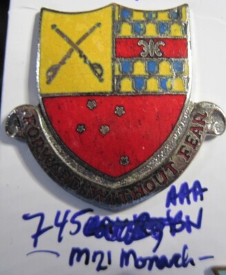 Army crest DI dui CB 745th ANTI AIRCRAFT ARTILLERY AAA Battalion bn m21 ...
