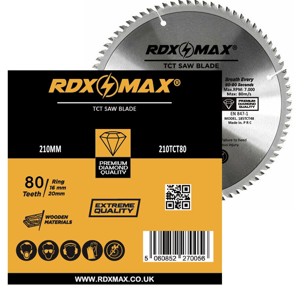 RDXMAX® TCT Circular Wood Blade 210mm x 80T fits Evolution Rage Saws 25 ...