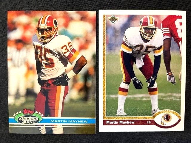 NFL - Martin Mayhew 1991 Topps Stadium Club & 1991 Upper Deck ...