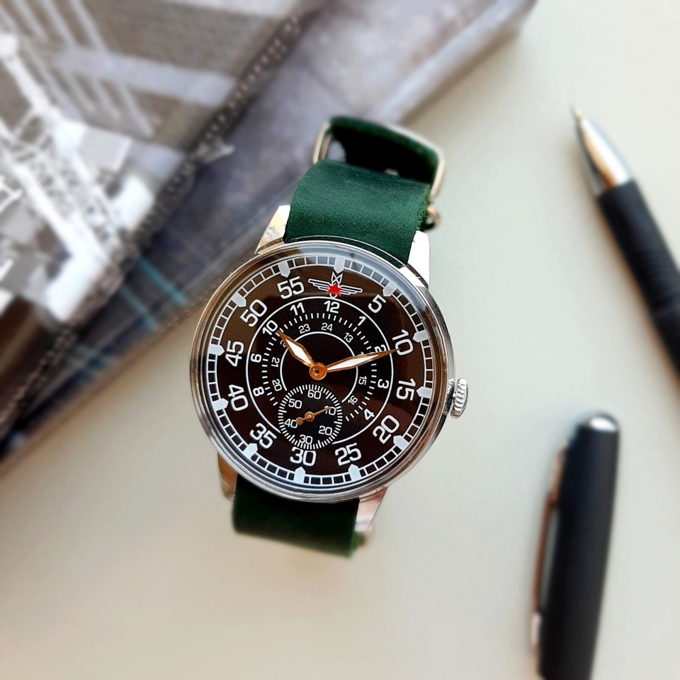 Mechanical watch POBEDA Aviator, military watch, men's vintage wrist ...
