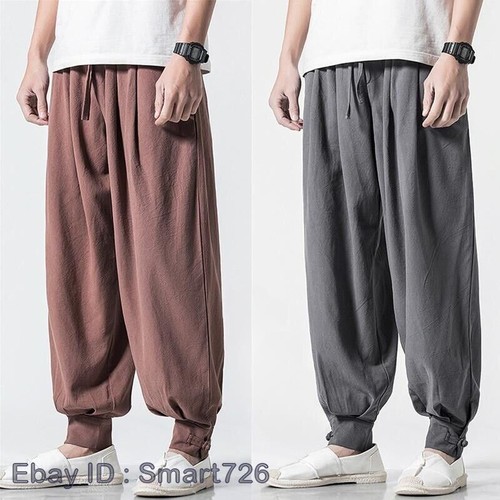 Men Trousers Chinese Style Pants Bloomers Kung Fu Training Pant Casual ...