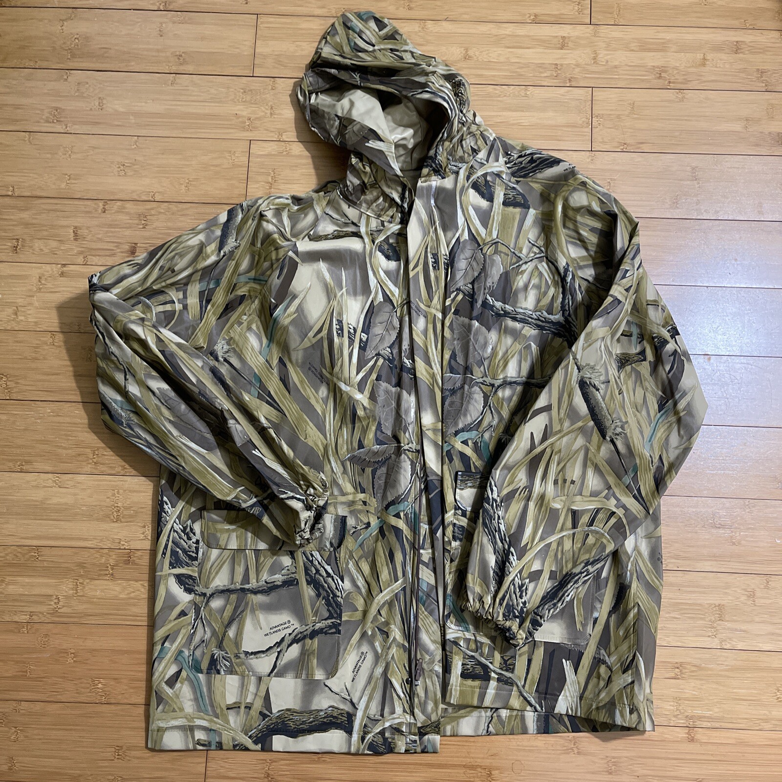 Stearns Hunting Hooded Rain Jacket Advantage Wetlands Camo Polyvinyl ...