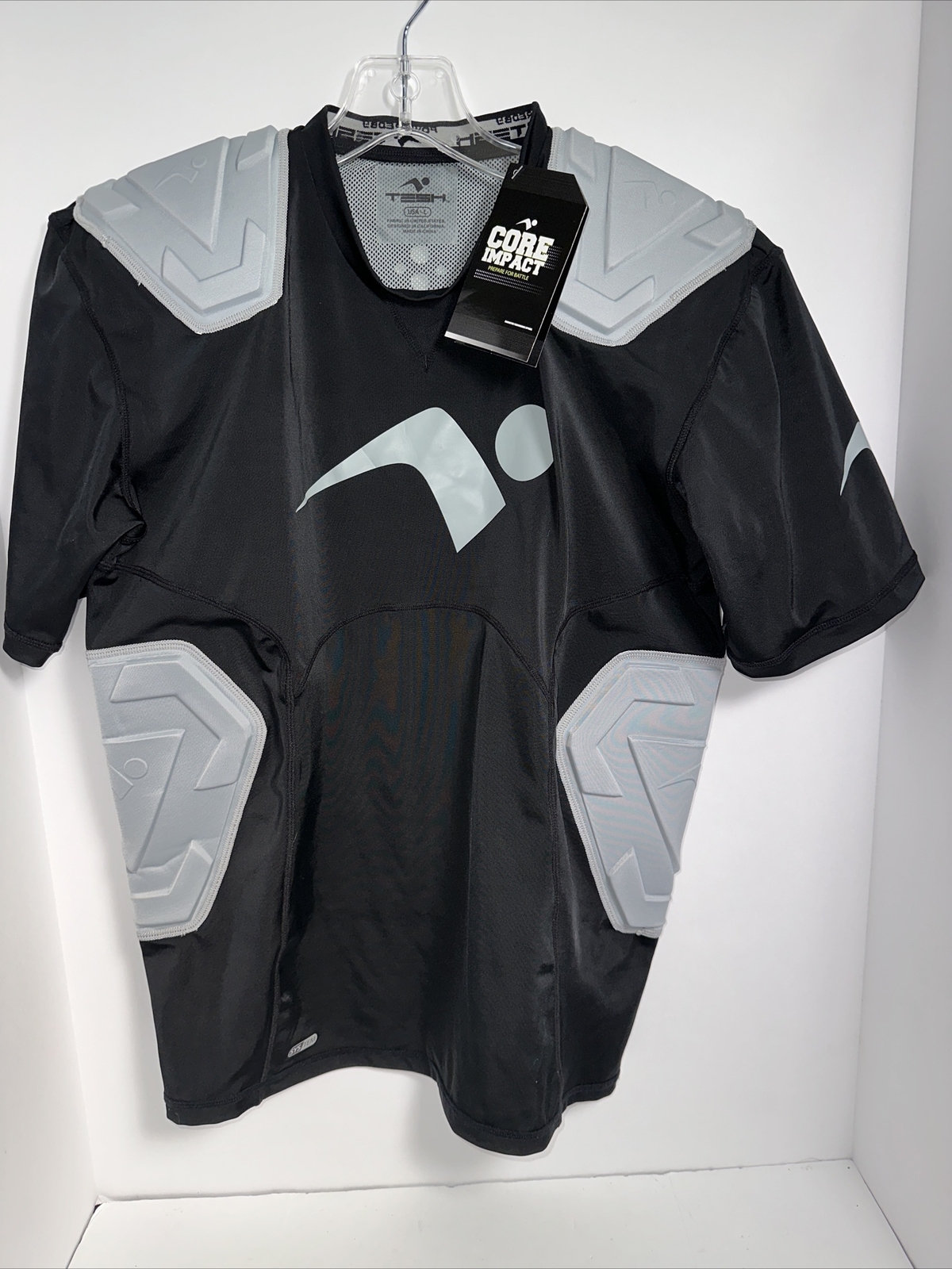 Men’s Tesh Football Core Impact Padded Shirt sz L Black/ Grey | eBay
