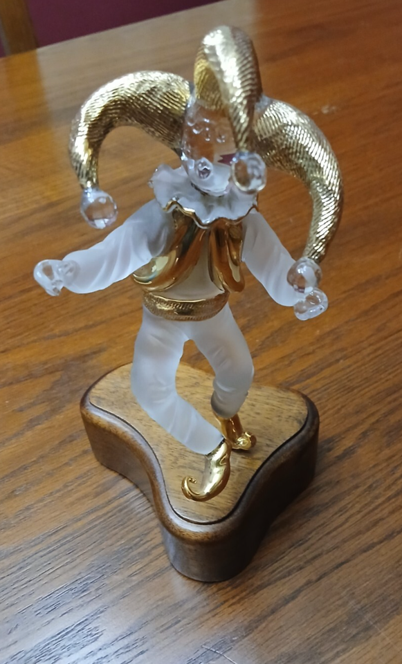 Rare Vintage James Lawrence Clear Frosted Glass Jester Sculpture on ...