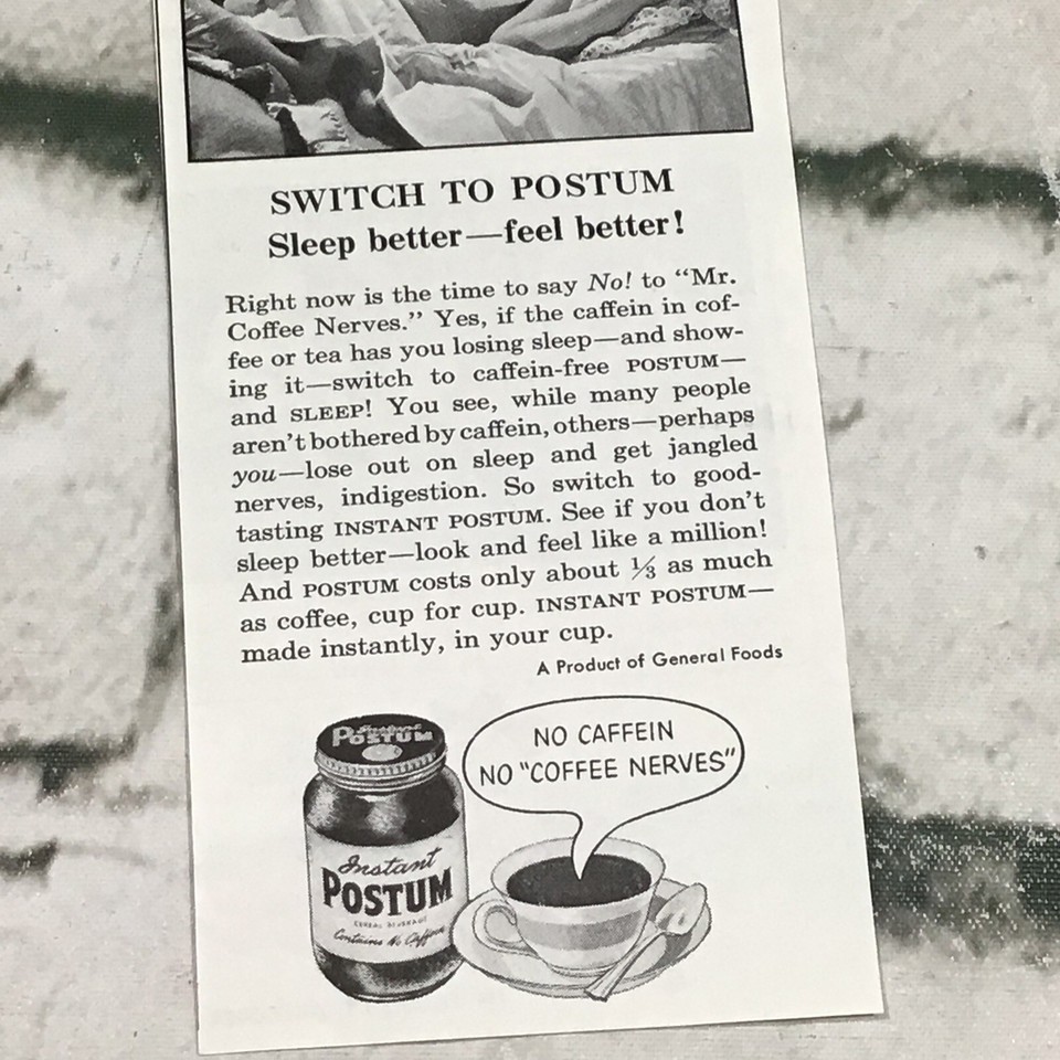 1953 Print Ad Instant Postum General Foods Mr Coffee Nerves Advertising ...
