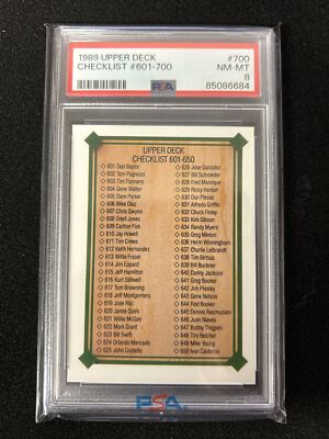 1989 UPPER DECK #700 CHECKLIST 601-700 PSA 8 | eBay