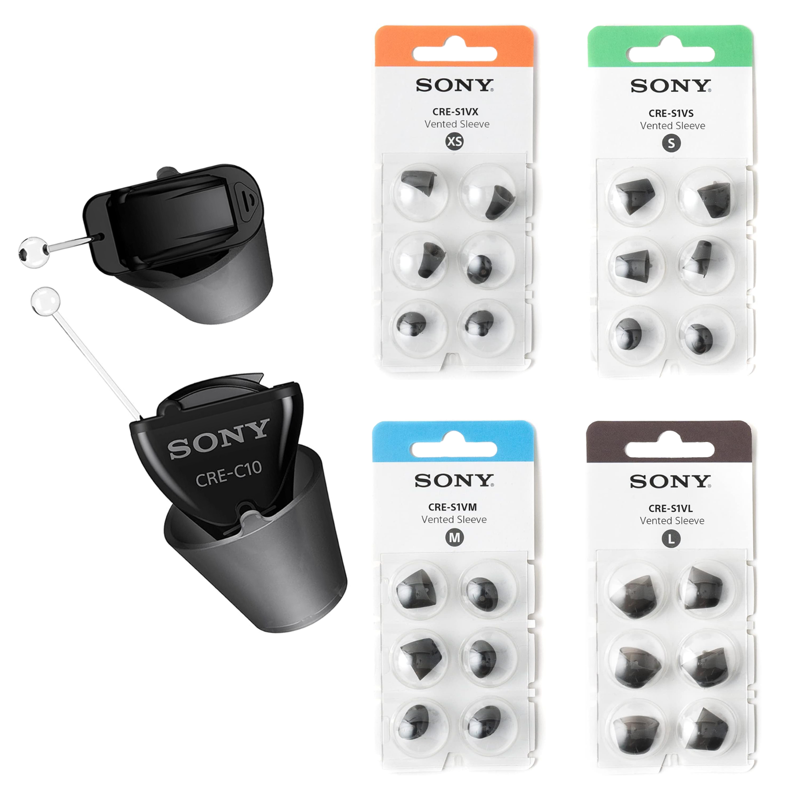 Sony C10 / E10 Self-Fitting OTC Hearing Aid w/ Closed & Vented Sleeves ...