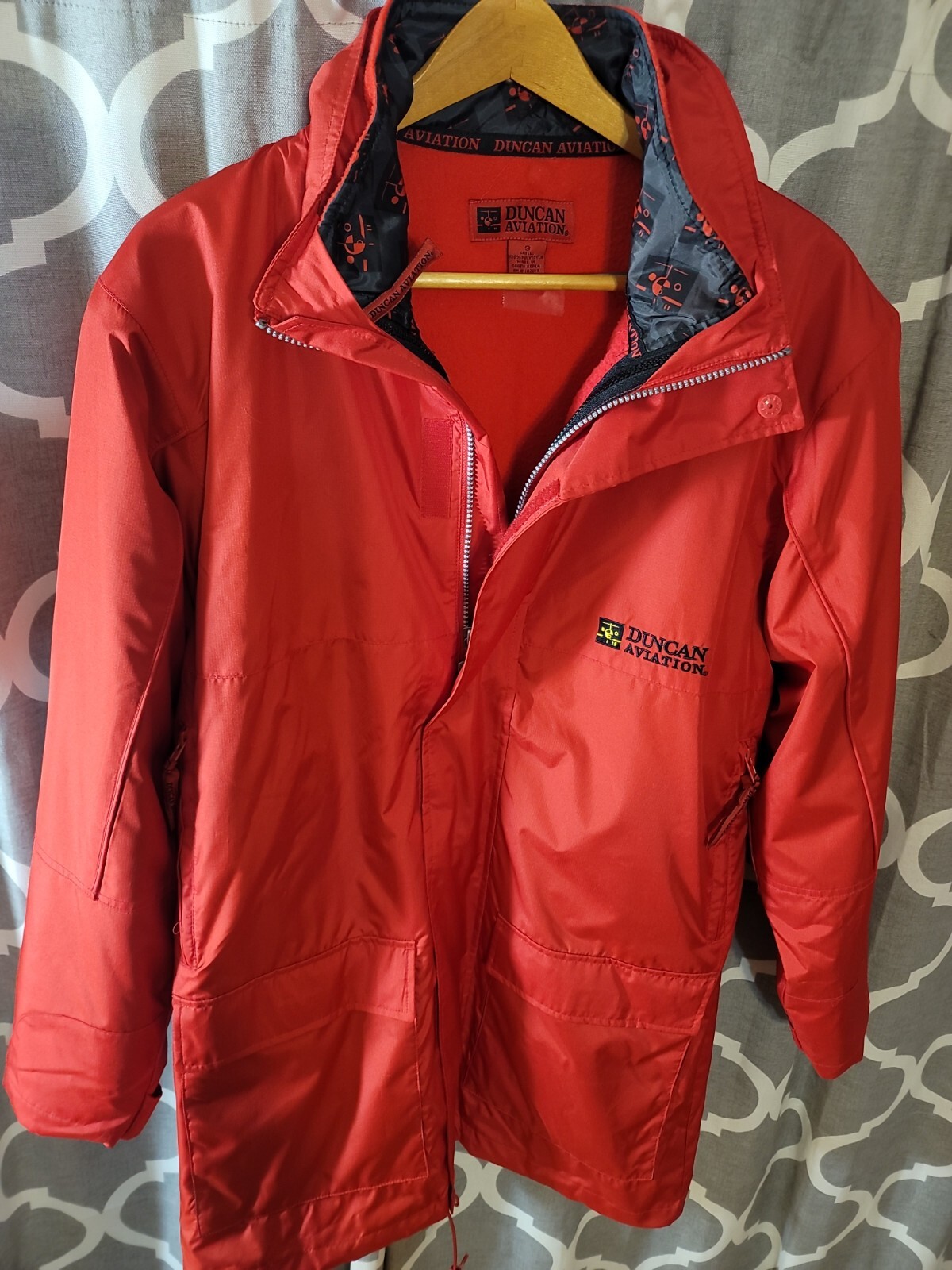 mens Duncan Aviation red zip up jet airplane Jacket s… - Gem