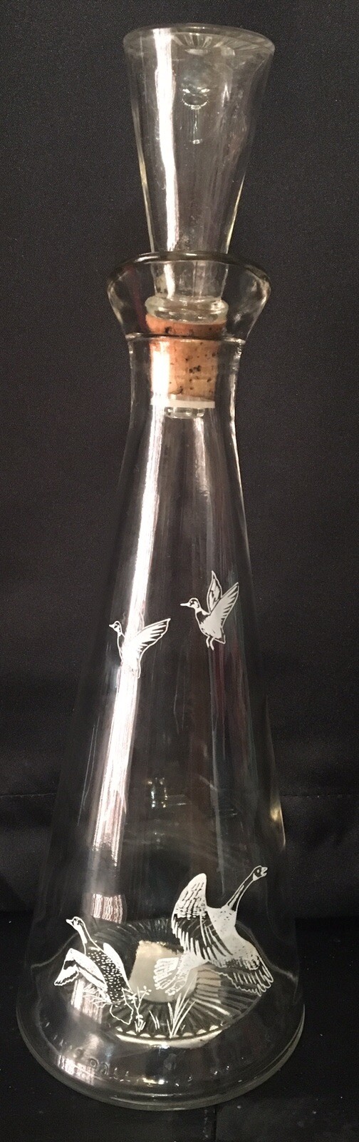 Vintage Glass Decanter Beaker Bottle Geese Goose Duck Design Mid ...