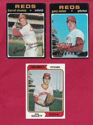 3 REDS LOT 1971 TOPPS #75 632 GARY NOLAN DARREL CHANEY 1974 #385 D ...
