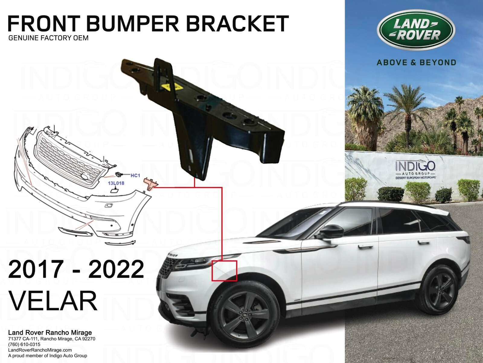 GENUINE LAND ROVER FRONT BUMPER BRACKET RANGE ROVER VELAR LH NEW ...