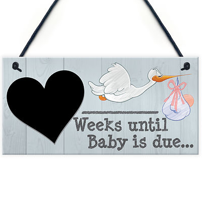 Weeks Until Baby Is Due Chalkboard Hanging Plaque Baby Shower Pregnancy ...