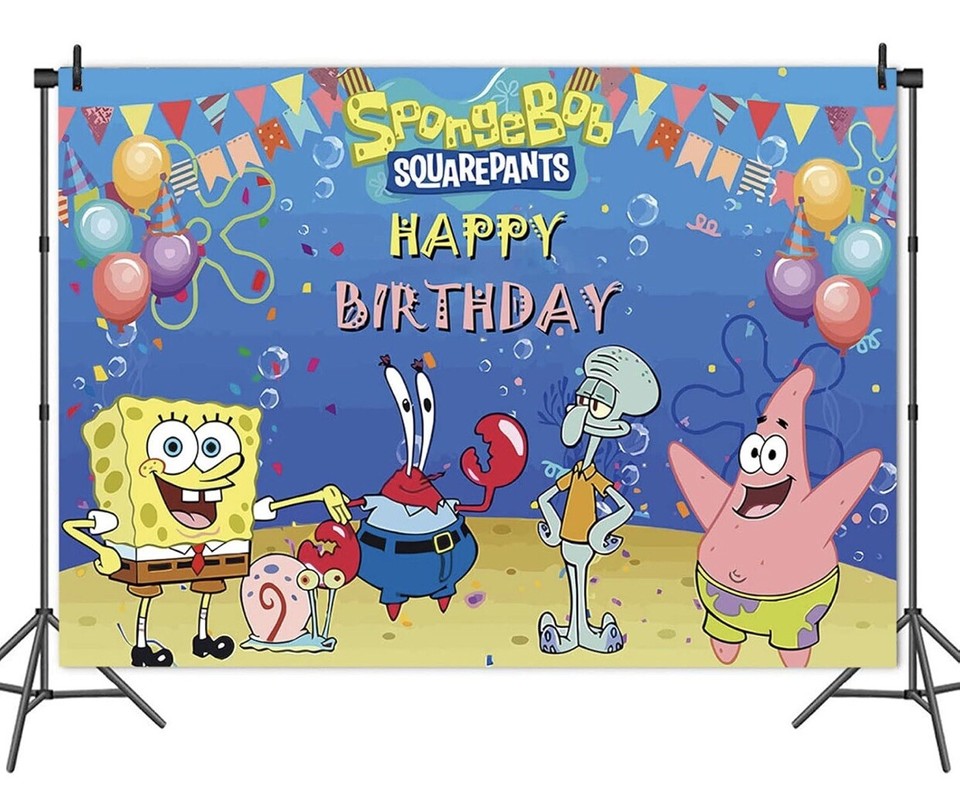 SpongeBob SquarePants Birthday Party Decoration, 5x3.5ft Happy Birthday ...