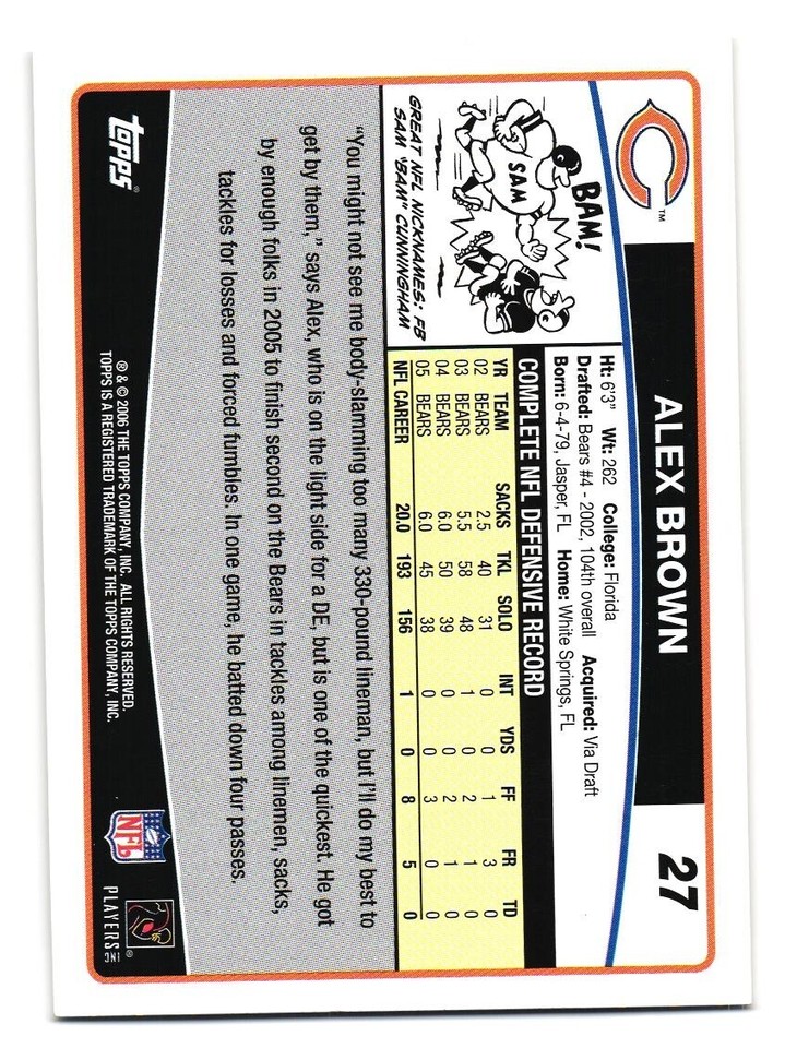 2006 Topps #27 Alex Brown | eBay