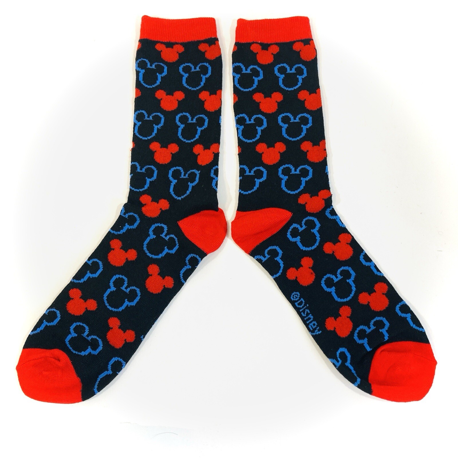 MICKEY MOUSE SOCKS black red blue silhouette ears disney ADULT CREW ...