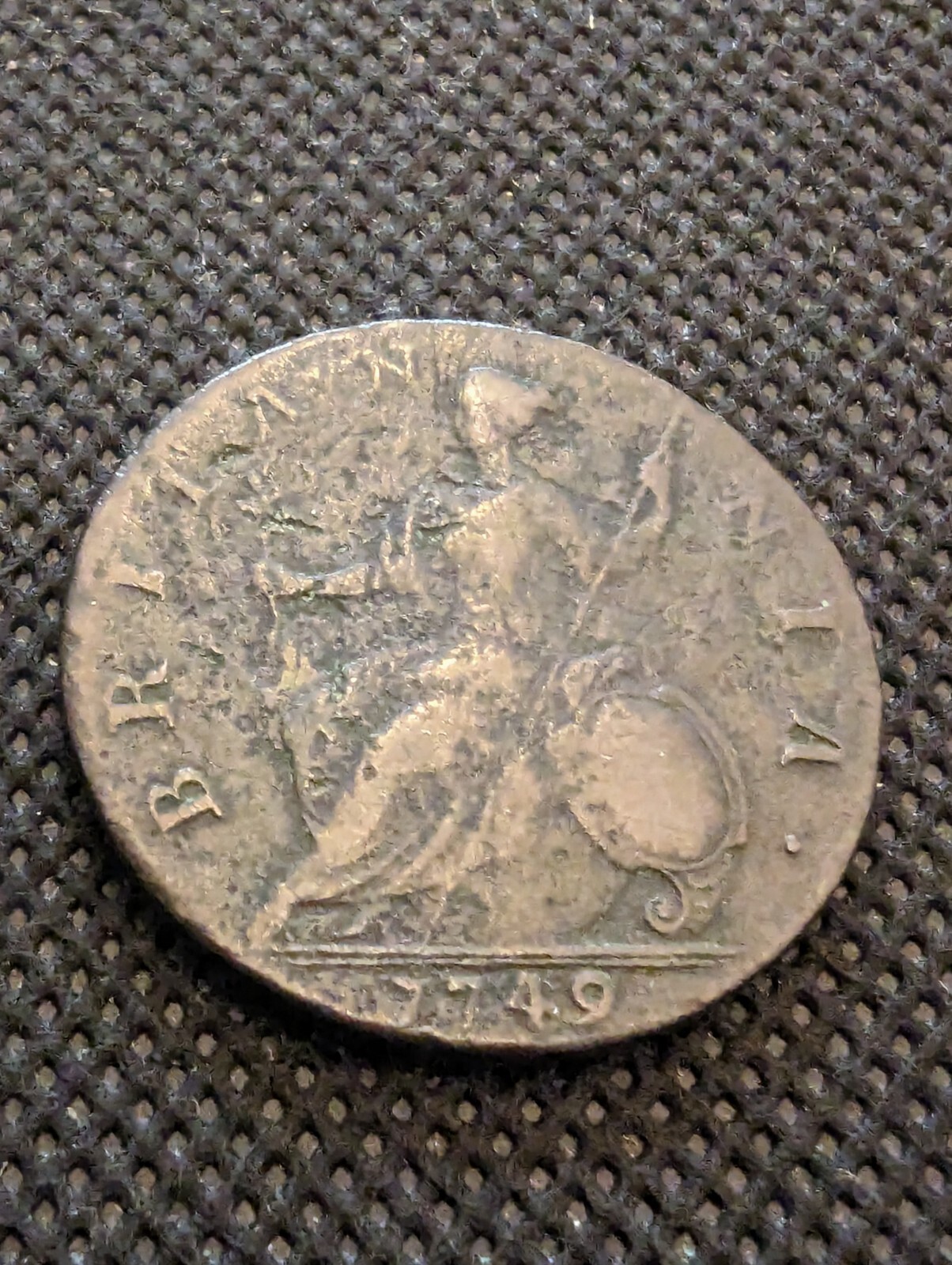 1749 GREAT BRITAIN HALF (1/2) PENNY ENGLAND VERY FINE CONDITION-DATE ...