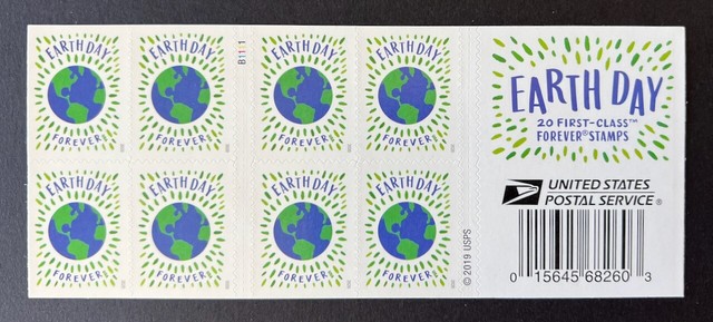 USPS Earth Day Forever STAMPS Booklet of 20 Blue Planet Globe ...