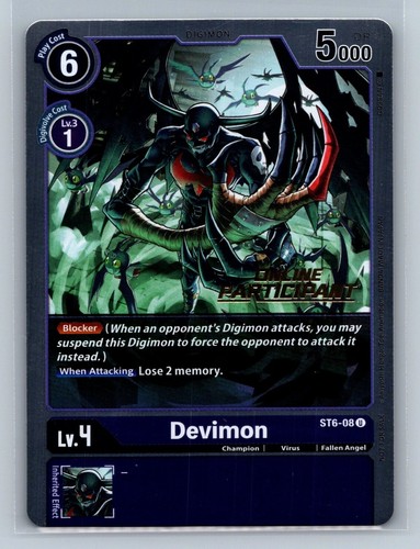 Digimon TCG - Devimon ST6-08 - Regional Participation Award - Alternate ...