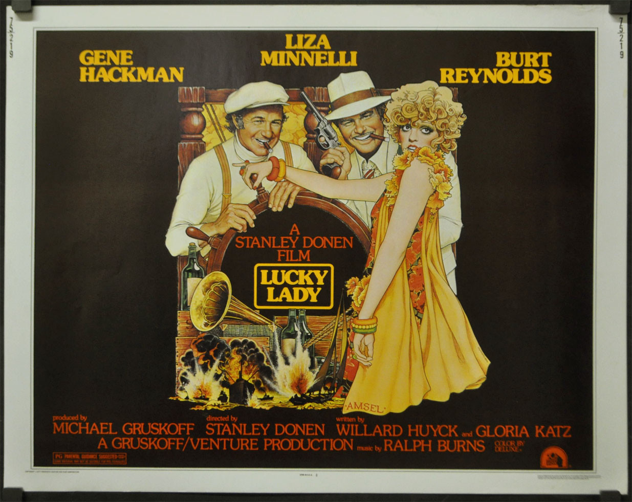LUCKY LADY 1975 ORIG 22X28 MOVIE POSTER GENE HACKMAN LIZA MINELLI BURT ...
