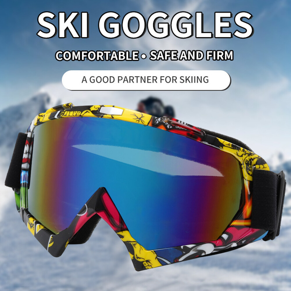 Ski Goggles Ski Snowboard Goggles Windproof Goggle (Yellow Spot Frame ...