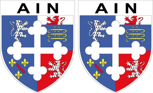 2 x STICKER ECUSSON - AIN département 01 - Autocollant - 4x5 cm BLASON ...
