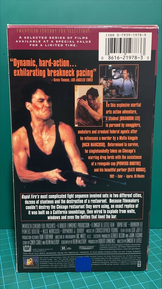 Rapid Fire [ VHS ] Action ~ w/ Brandon Lee Powers ~ Fox Video | eBay