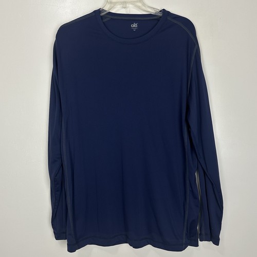 Alo Cool Fit Mens Athletic Blue Pullover Crew Neck Long Sleeve Shirt Sz ...