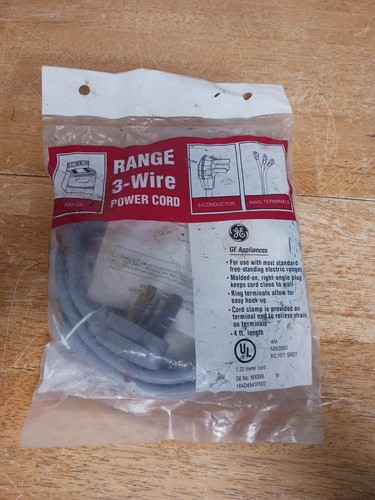 GE Range 3-Wire 4' Power Cord 40A 125/250V -NEW & SEALED- WX9X6 | eBay