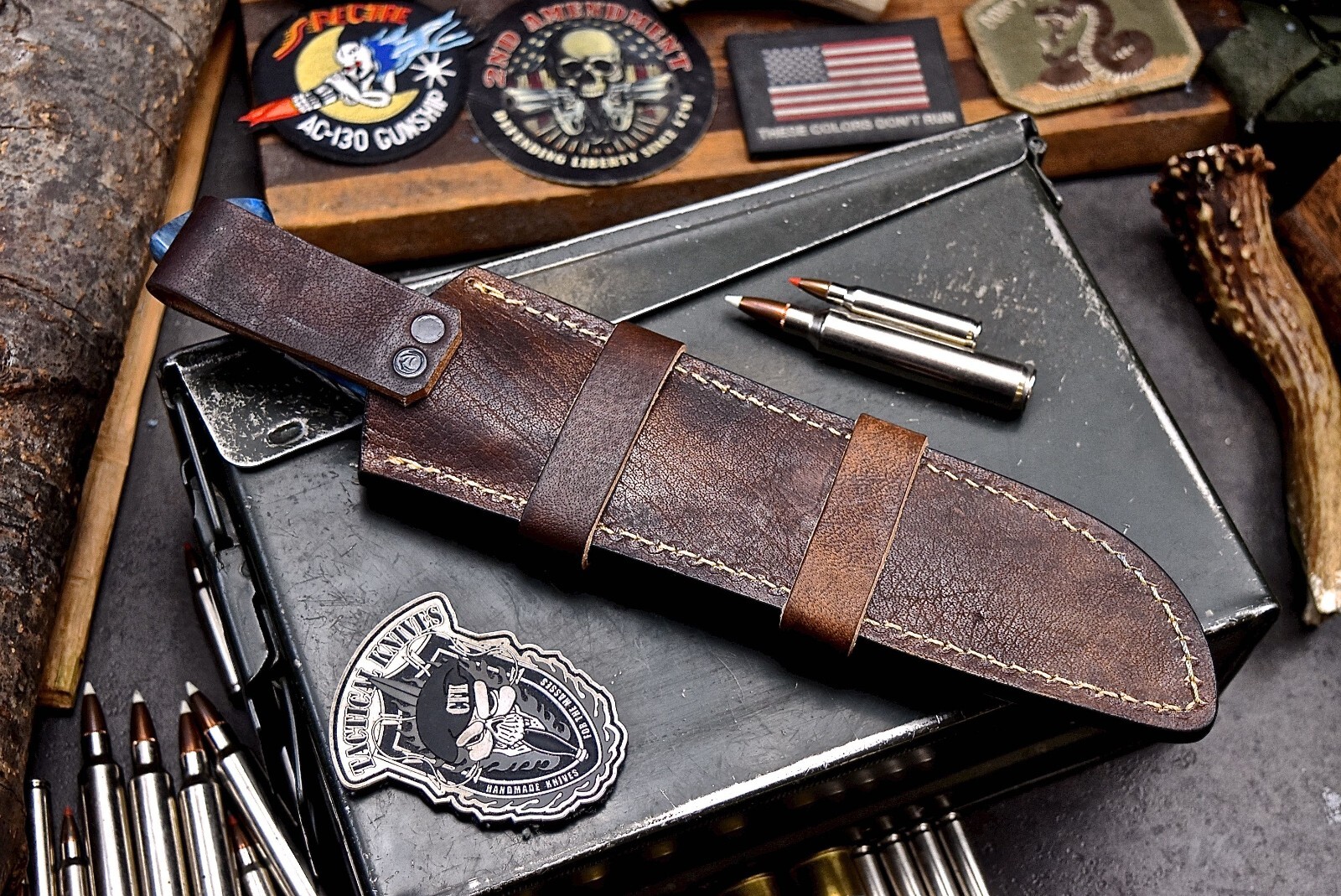 CFK Handmade D2 Custom USAF VETERAN Scrimshaw Bone Hunting Skinner ...